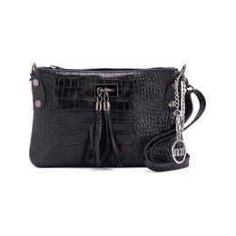 Mia Tomazzi Leder-Umh&auml;ngetasche "Abano" in Schwarz - (B)23 x (H)16 x (T)2 cm - 69% | Damen-taschen
