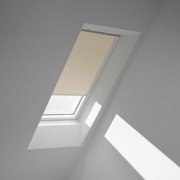Velux Verdunklungsrollo &raquo;DKL M08 1085SWL&laquo; verdunkelnd Verdunkelung ohne Bohren in F&uuml;hrungsschienen wei&szlig;e F&uuml;hrungsschienen & Griffleiste beige 