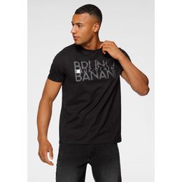 Bruno Banani Herren T-Shirt kurz&auml;rmelig, schmal geschnitten, bedruckt, aus Baumwolle schwarz S (44/46)
