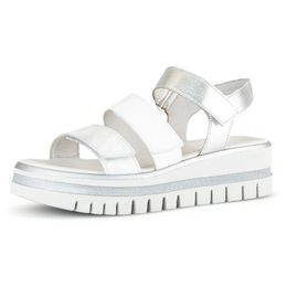 Gabor Damen Keilsandalette , Sommerschuh, Sandale, Keilabsatz, mit drei Klettverschl&uuml;ssen silber 36