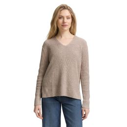 Tom Tailor Damen Tom Tailor Strickpullover mit Rippstruktur beige XS