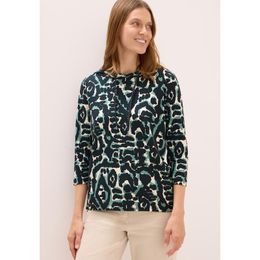 Cecil Damen Kapuzensweatshirt, mit 3/4 Arm, gemustert gr&uuml;n M (40)
