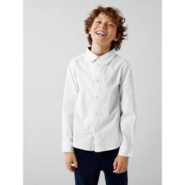 name it Kinder Langarmhemd &raquo;NKMNEWSA f&uuml;r Jungen mit Knopfleiste und Baumwollkomfort&laquo; unifarben, casual, regular fit, Baumwolle, Hemdkragen wei&szlig; 98, N-
