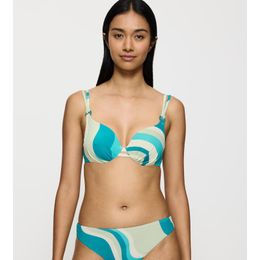 Triumph Damen B&uuml;gel-Bikini-Top &raquo;Summer Mix & Match WP 02 pt&laquo; gef&uuml;ttert, Zierringe, Doppeltr&auml;ger vorn blau 42, Cup B