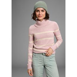 Kangaroos Damen Kangaroos Rollkragenpullover in l&auml;ssiger Form mit Kontraststreifen rosa 48/50