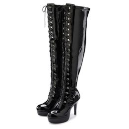 LASCANA Belle Affaire Damen LASCANA Belle Affaire Overkneestiefel &raquo;High-Heel-Stiefelette zum Schn&uuml;ren&laquo; mit Rei&szlig;verschluss und Plateausohle, erotische 