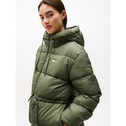 Tommy Jeans Damen Steppjacke &raquo;TJW HOODED MIDI PUFFER JACKET&laquo; mit Kapuze gr&uuml;n XS (34)