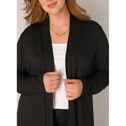 Base Level Curvy Damen Longstrickjacke &raquo;Ayla Long&laquo; Figurumspielende, weiche Strickqualit&auml;t schwarz 48