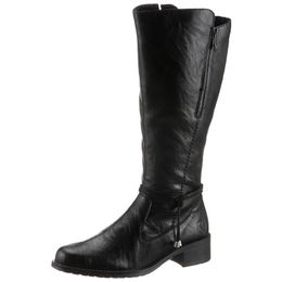 Rieker Damen Rei&szlig;verschlussstiefel , Langschaftstiefel, Blockabsatz, Vario-Schaft und 2 Rei&szlig;verschl&uuml;ssen schwarz 40, Varioschaft