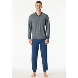 Schiesser Pyjama in Blau - 46% | Gr&ouml;&szlig;e 52 | Herren-waesche
