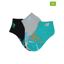 New Balance 3er-Set: Socken in Schwarz/ Grau/ T&uuml;rkis - 75% | Gr&ouml;&szlig;e 24 | Kinder-socken-strumpfhosen