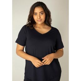 Base Level Curvy Damen T-Shirt &raquo;Alba&laquo; mit V-Ausschnitt blau 52