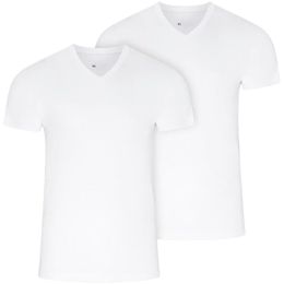 Jockey Herren V-Shirt &raquo;American V-Neck Shirt&laquo; 2er Pack, lockere Passform, flache N&auml;hte, kurze &Auml;rmel, weich wei&szlig; XXL
