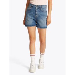 Tommy Jeans Damen Shorts &raquo;MOM SHORT BI0134&laquo; mit Logo-Badge, in blauer Waschung blau 29, N-Gr