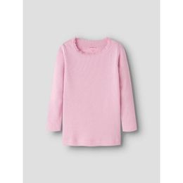 name it M&auml;dchen Langarmshirt &raquo;NMFKAB LS TOP NOOS&laquo; in Feinripp und mit s&uuml;&szlig;er Spitzenkante am Ausschnitt 98