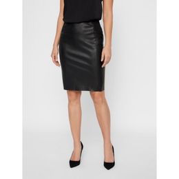 V&eacute;ro Moda Vero Moda Damen Lederimitatrock &raquo;VMBUTTERSIA HW COATED SKIRT NOOS&laquo; schwarz M (38)