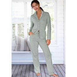 Vivance Dreams Damen Pyjama Set, 2 tlg. mit feinem Streifenmuster 36/38