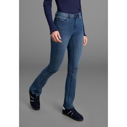 Arizona Damen Bootcut-Jeans &raquo;Ultra Stretch&laquo; ausgestellte Beinform, Used-Waschung, hohe Leibh&ouml;he blau 17, K + L Gr