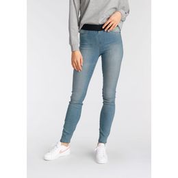 Arizona Damen Skinny-fit-Jeans extra-enger Schnitt, komfortable Leibh&ouml;he, Used-Look-Waschung blau 42, N-Gr
