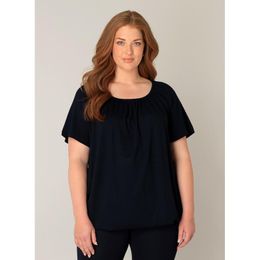 Base Level Curvy Damen Ballonshirt &raquo;Yoni&laquo; mit gerafftem Rundhalsausschnitt blau 50