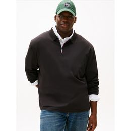 Tommy Hilfiger Big & Tall Tommy Hilfiger Big & Tall Herren Langarm-Poloshirt &raquo;ZIP INTERLOCK POLO&laquo; Gro&szlig;e Gr&ouml;&szlig;en schwarz 3XL