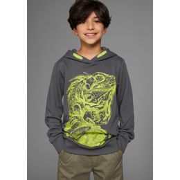 Kidsworld Jungen Kidsworld Kapuzensweatshirt &raquo;GECKO - Print&laquo;,, cooles Tiermotiv grau 164/170