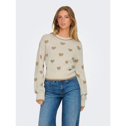 Jacqueline de Yong Jdy Damen JDY Rundhalspullover &raquo;JDYROMANCE L/S JACQ. PULLOVER KNT NOOS&laquo; beige XS