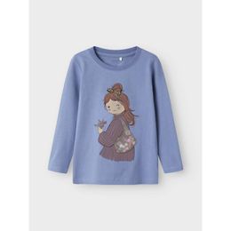 name it M&auml;dchen Langarmshirt &raquo;NMFOTREA LS TOP BOX&laquo; blau 98