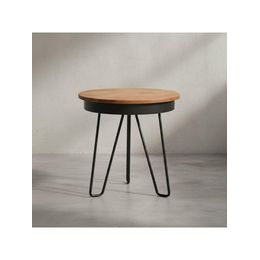 KADIMA DESIGN Beistelltisch | Sheesham/Metall, 43x45x43cm, Industrial | Gr.: onesize