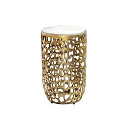 FineBuy Beistelltisch in Gold / Marmor / 30x30x50 | Gr.: onesize
