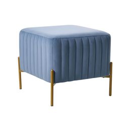 Beliani Hocker UTAH in Blau/Gold - (W) 47 x (H) 43 x (L) 47 cm | Gr.: onesize