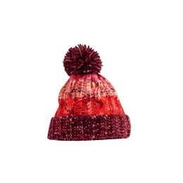 Yuhu Unisex Strickm&uuml;tze mit Fleecefutter und Bommel f&uuml;r Damen & Herren in Rot | Gr.: onesize