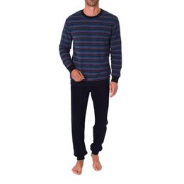 Normann langarm Frottee Schlafanzug Pyjama B&uuml;ndchen - 82311 in blau | Gr.: 56