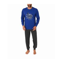 Normann Schlafanzug Pyjama langarm B&uuml;ndchen - 70558 in blau | Gr.: 54