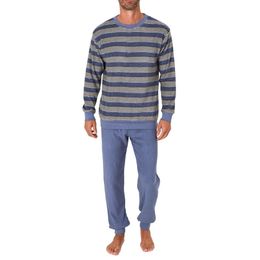 Normann Frottee Pyjama Schlafanzug lang B&uuml;ndchen Streifen - 67730 in gelb | Gr.: 58