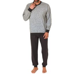 Normann Langarm Schlafanzug Pyjama B&uuml;ndchen print - 77921 in anthrazit | Gr.: 50