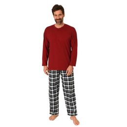 Normann Schlafanzug lang Pyjama FlanellHose Karo - 88909 in rot | Gr.: 52
