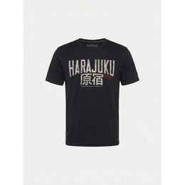 KOROSHI Crew t-shirt baumwolle druck-emb in blau | Gr.: M