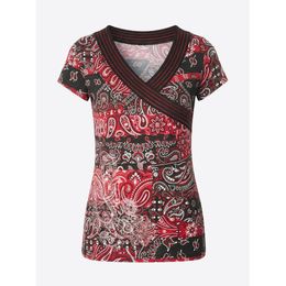 KOROSHI Damen-T-Shirt mit Kaschmirmuster in rot | Gr.: M