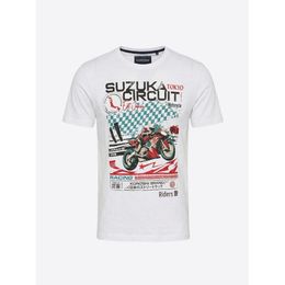 KOROSHI Crew t-shirt baumwolle druck-emb in wei&szlig; | Gr.: S