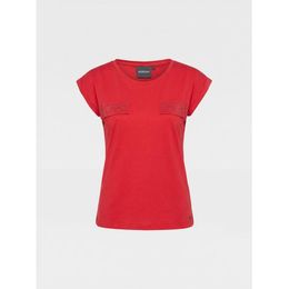 KOROSHI Kurz&auml;rmeliges Damen-T-Shirt mit Glitzer in rot | Gr.: XS