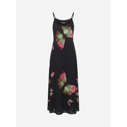KOROSHI Langes, bedrucktes Kleid mit fl&uuml;ssigem Tr&auml;ger in Schwarz | Gr.: M