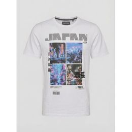 KOROSHI Crew t-shirt baumwolle druck-emb in wei&szlig; | Gr.: L
