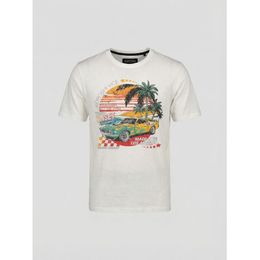 KOROSHI Crew cotton print t-shirt sommer in wei&szlig; | Gr.: M