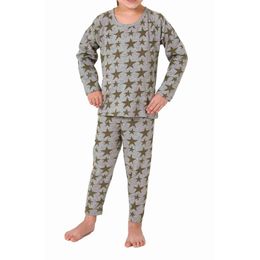 Normann Kleinkinder langarm Schlafanzug Pyjama Sterne - 77791 in grau | Gr.: 92