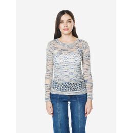 KOROSHI Pointelle strickte Damenpullover in blau | Gr.: L