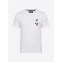 KOROSHI Crew t-shirt baumwolle druck-emb in wei&szlig; | Gr.: S