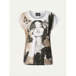 KOROSHI Damen-T-Shirt mit Gesichtsprint in wei&szlig; | Gr.: S