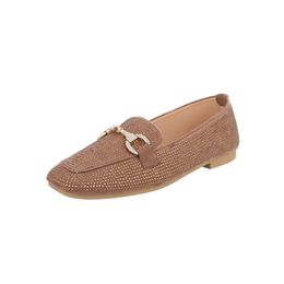 Ital-Design Halbschuh in Hellbraun und Gold | Gr.: 39