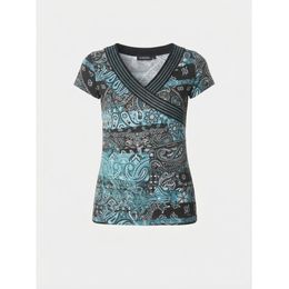KOROSHI Damen-T-Shirt mit Kaschmirmuster in turkis | Gr.: S